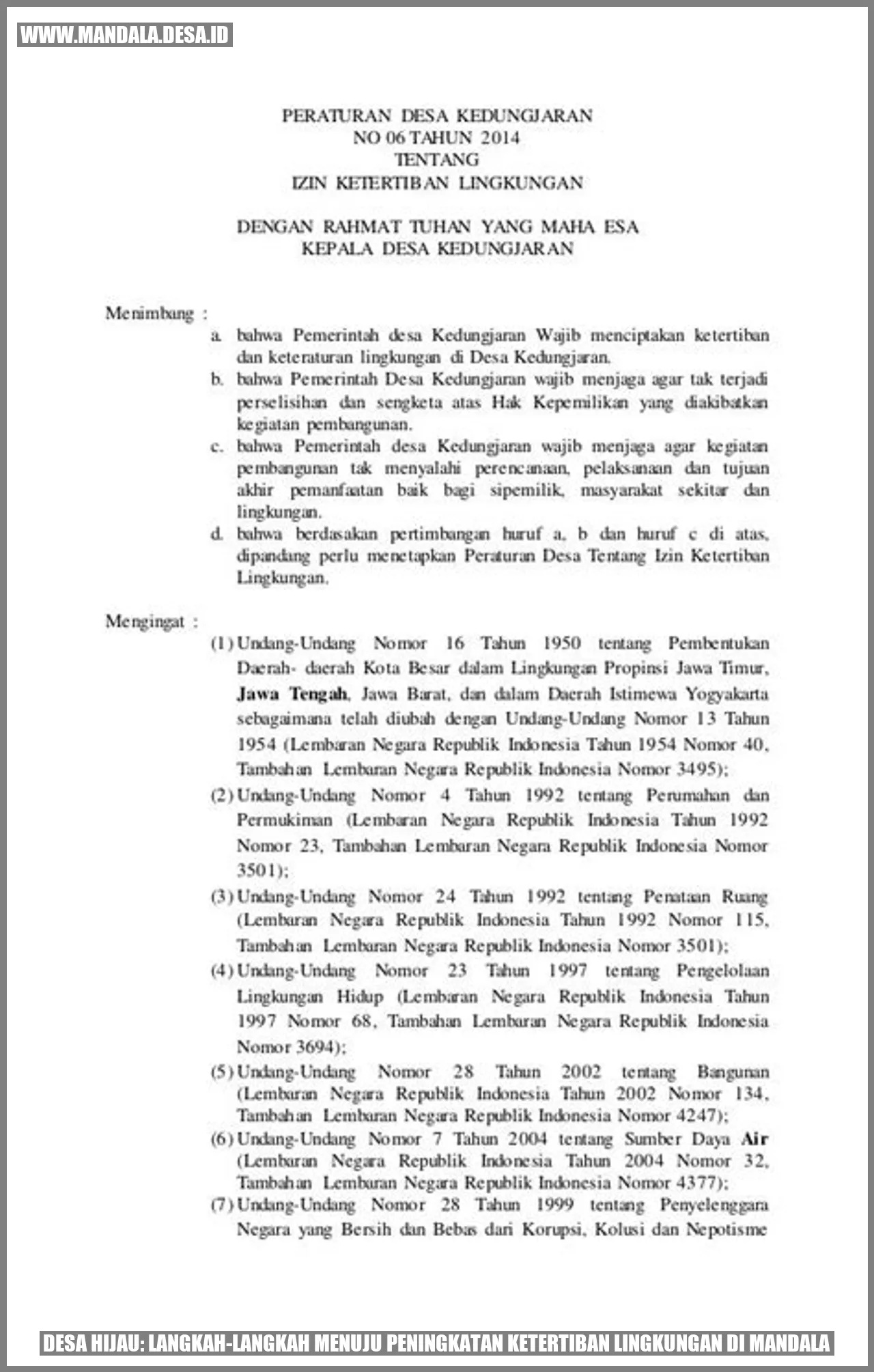 Desa Hijau: Langkah-Langkah Menuju Peningkatan Ketertiban Lingkungan di Mandala | Mandala